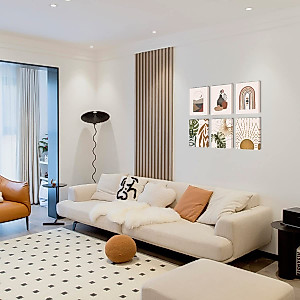 CHDITB Mid Century Modern Decor Wall Art, Minimalist Boho Wall Art Prints, Modern Aesthetic Canvas Wall Art For Bedroom Neutral Abstract Geometric Vase Painting For Gallery Living Room Bathroom Set Of 6 (12”x16”)