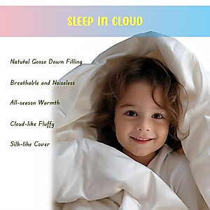 Baby Crib Comforter/Duvet/Blanket All Season 100% Natural White Goose Down Filled,Noiseless 500 Thread Count 100% Cotton Fabric 750+Fill Power (White, 33x43in)