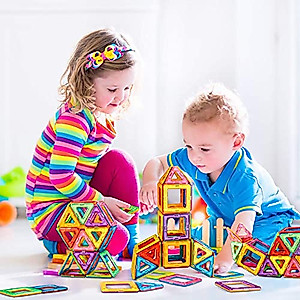 ZKA Magnetic Tiles, STEM Educational Building Kit, Clear Color Cagnetic Blocks Toy, Birthday Gift for Boys and Girls (168PCS)