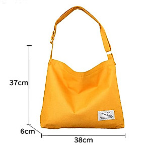 Women's Retro Large Size Canvas Shoulder Bag Hobo Crossbody Handbag Casual Tote (B-yellow)