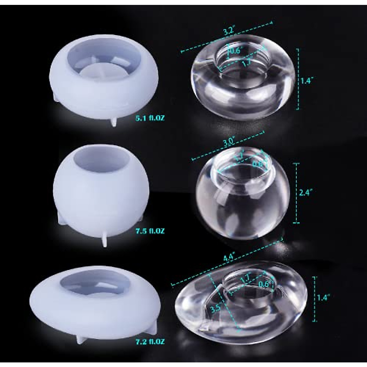 LET'S RESIN Tealight Candle Holder Resin Molds Silicone,3Pcs Tea Light Candle Holder Silicone Molds for Resin,Plaster,Cement Concrete,Resin Epoxy Molds Silicone for DIY Home Décor,Great for Beginners