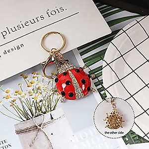 Ladybug Keychain - Key Decoration for Women,Rhinestone Crystal Gift to Friends Family,Sliver and Gold Alloy Keychain for Girls (Ladybug)