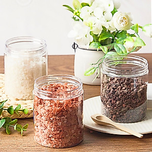 TUZAZO 8 Oz Plastic Container Jars with Lids and Labels BPA Free, Empty Round Clear Cosmetic Containers Plastic Slime Jars for Lotion, Cream, Ointments, Body Butter, Makeup, Travel Storage (12 Pack)