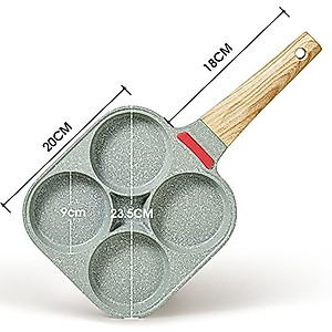 DAFEIKE 4 Egg Frying Pan Nonstick Omelet Pan Ceramic Mini Egg Pancake Pan Non Stick Aluminum Skillet, Green