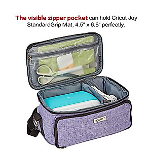 HOMEST Carrying Case for Cricut Joy, Lightweight Travel Tote Bag for Cricut Joy and Tool Set, Multiple Pockets for Accessories and Supplies Storage, Purple