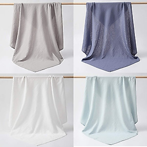 POMISO Muslin Swaddle Blankets, Baby Swaddle Blanket, Large 47 x 47 inches Muslin Baby Blanket wrap for Baby Boys and Girls, 4 Pack, Solid Color, Grey Blue White Green