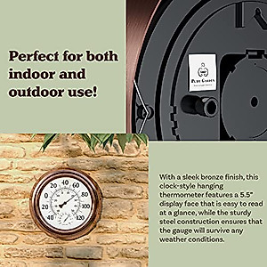 Wall Thermometer - 8-Inch Decorative Indoor/Outdoor Temperature and Hygrometer Gauge - for Home, Patio, Porch, or Sunroom by Pure Garden (Copper)