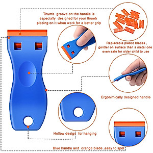 Plastic Blade Scraper, 5PCS Razor Scraper Tool 100PCS Double Edged Blades, Cleaning Scraper Remover for Decals, Stickers, Labels, Caulk, Adhesive, Paint from Car Window and Glass