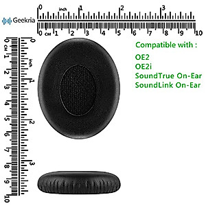 Geekria QuickFit Replacement Ear Pads for Bose On-Ear OE2, OE2i, SoundTrue On-Ear, SoundLink On-Ear Headphones Ear Cushions, Headset Earpads, Ear Cups Cover Repair Parts (Black)
