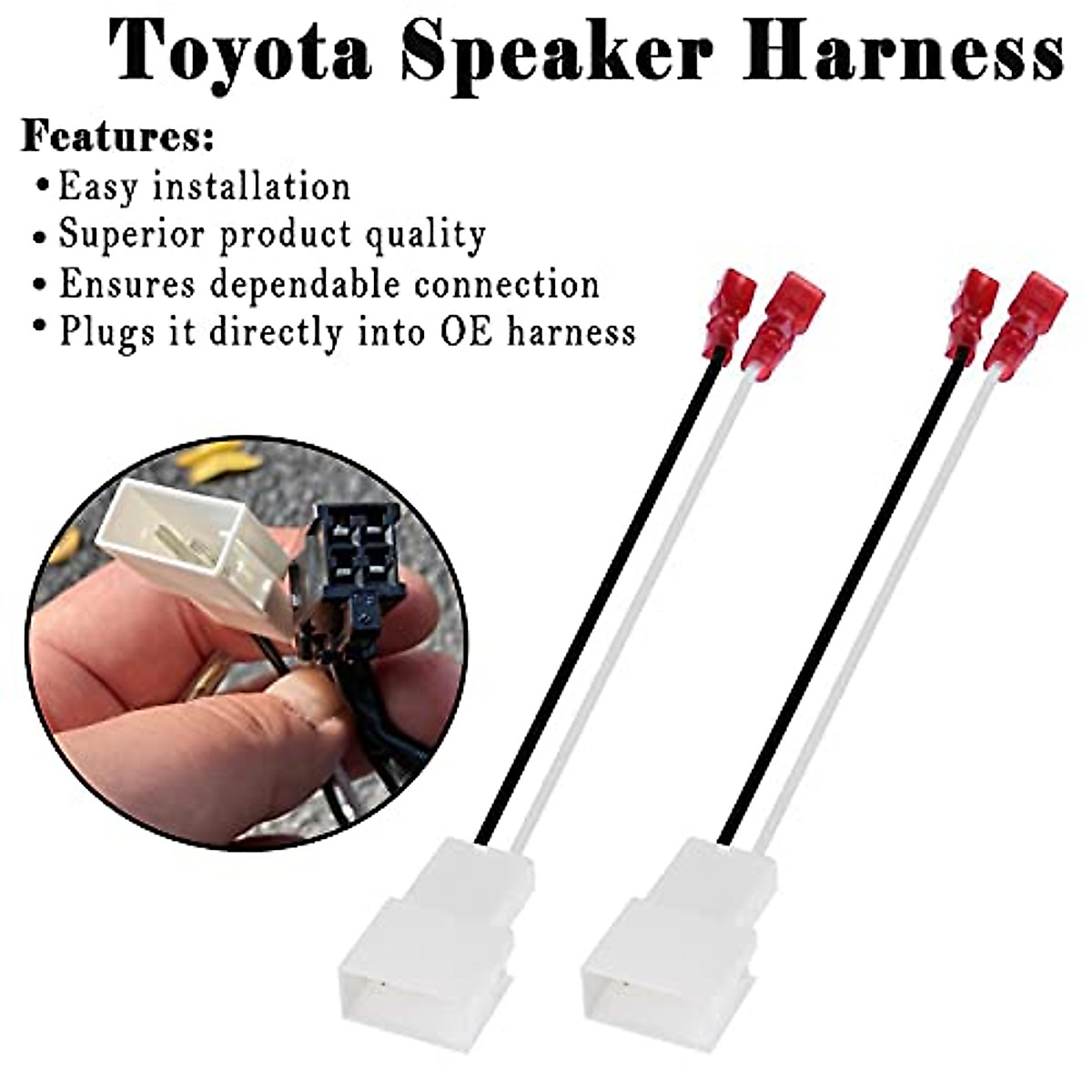 4 Pack 72-8104 Speaker Harness Adapter for Toyota Speaker Wire Harness Adapter Plug Compatible with Toyota Tacoma Tundra Camry Corolla 4 Runner Scion Pontiac Speaker Wiring Harness Adapter