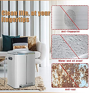 BLKMTY Trash Can 10 Gallon Kitchen Trash Can Dual Trash Can Pedal Recycle Trash Bin with Lid Inner Bucket Stainless Steel Garbage Can Rubbish Bin for Home Office Garbage Container 45L Trash Bin