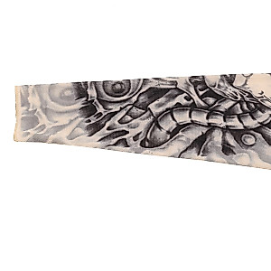 Nikiikoo Men's Sports Long Sleeve Elastic Cycling Fitness T-Shirt Fake Tattoo Tribal Inspired Print Tops Cuticolor One Size