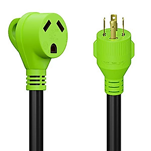 Gen RV 12" 30Amp Locking 4-Prong Male / 30Amp Standard Female Generator Adapter With Grip (4-Prong)