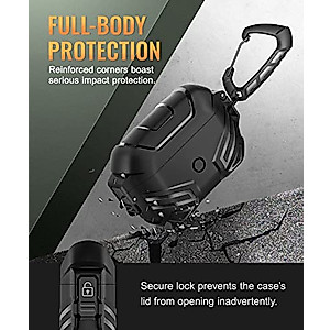 MOBOSI for AirPods Pro 2nd/1st Generation Case Cover with Lock, Military Grade AirPod Pro 2 Case for Men Women, Full-Body Shockproof Protective Case with Keychain for AirPods Pro(2023/2022/2019),Black