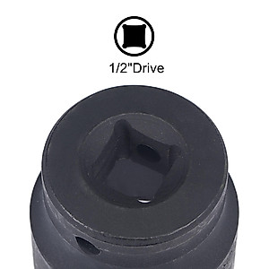 uxcell 1/2" Drive by 30mm 6-Point Impact Socket, CR-V Steel 1.77" Length, Shallow Metric Sizes