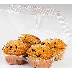 Decony Clear Jumbo Cupcake Giant Muffin Container Boxes disposable plastic boxes Holds 4 jumbo Cupcake muffins each - 11 boxes