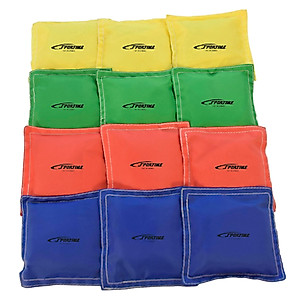 School Smart 1004608 Nylon Sportime Heavy Duty Bean Bag, Assorted Color, 4" W x 4" L, Manila (Set of 12)