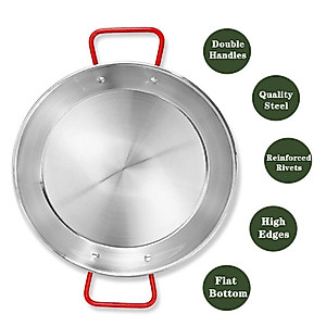 Lyellfe 2 Pack Stainless Steel Paella Pan, 12-1/2 Inch Paella Pan with Double Handles, Nonstick Flying Pans for Camping and Gathering, Oven and Induction Safe, 32cm