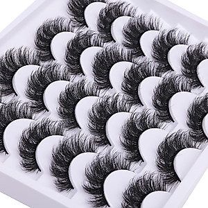 Eyelashes Natural Fluffy Mink Lashes Full of Volume Faux Mink Lashes 3D Effect Thick Volume 16MM Fake Eyelashes Wispy Lashes 12 Pairs