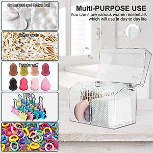 EOFJRUC Qtip Holder with Flip Cover Acrylic Clear Cotton Swab Dispenser for Bathroom