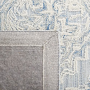 SAFAVIEH Trace Collection Area Rug - 8' x 10', Light Blue & Ivory, Handmade Floral Medallion Wool, Ideal for High Traffic Areas in Living Room, Bedroom (TRC304K)