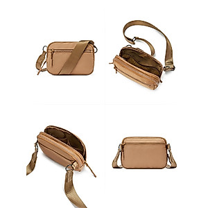 WESTBRONCO Small Crossbody Bags for Women Nylon with Adjustable Strap, Mini Crossbody Purse, Fahion Shoulder Bag for Traveling Workout Brown