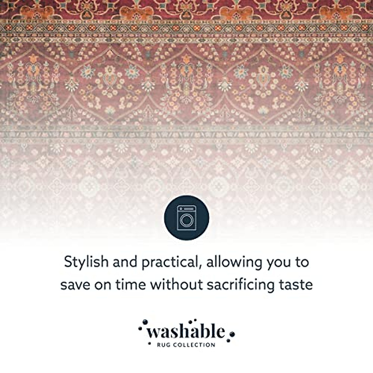 Linon Home Decor Products The Anywhere Washable Rug Yarit Garnet & Ivory 3' X 5' Accent Rug