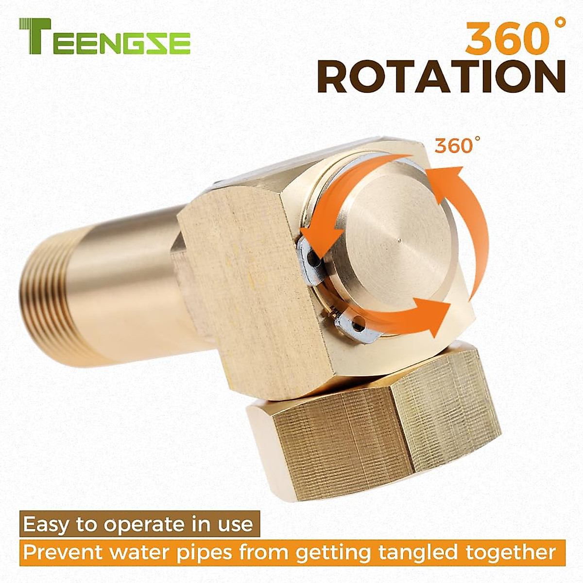TEENGSE Hose Reel Swivel Fittings, Brass Garden Hose Adapter, Swivel Hose Reel Replacement Parts for Garden Hose Reel Cart