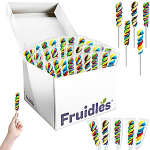 The Dreidel Company Twist Rainbow Lollipop, 4 Color Variety, Mixed Fruit Flavor, Individually Wrapped, 3" Inch Sucker (24-Pack)