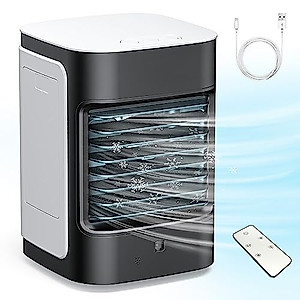 Cozzyben Mini Portable Air Conditioner, Portable AC Cooling Fan 3 Speeds, USB Personal Evaporative Air Cooler for Room Desk Kitchen Office Bedroom Camping