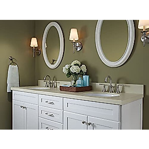 Moen Wetherly Spot Resist Brushed Nickel Two-Handle Widespread Bathroom Faucet with Valve Included, Bathroom Faucets for Sink 3-hole Deck Mounted Setup, WS84855SRN, ‎4.63 x 14 x 7.94 inches