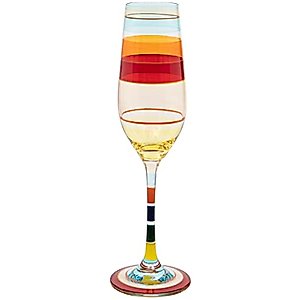 Maturi Hand Painted Stripe Champagne Flute, 220ml, Gift Boxed
