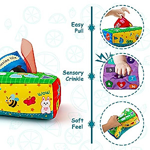 teytoy My First Baby Tissue Box Toy for Babies 6-12 Months, Baby Toys 6 to 12 Months, Infant Newborn Toddlers Sensory Toys Montessori Magic Tissue Box Toy for 1 Year Old Preschool Kids Early Learning