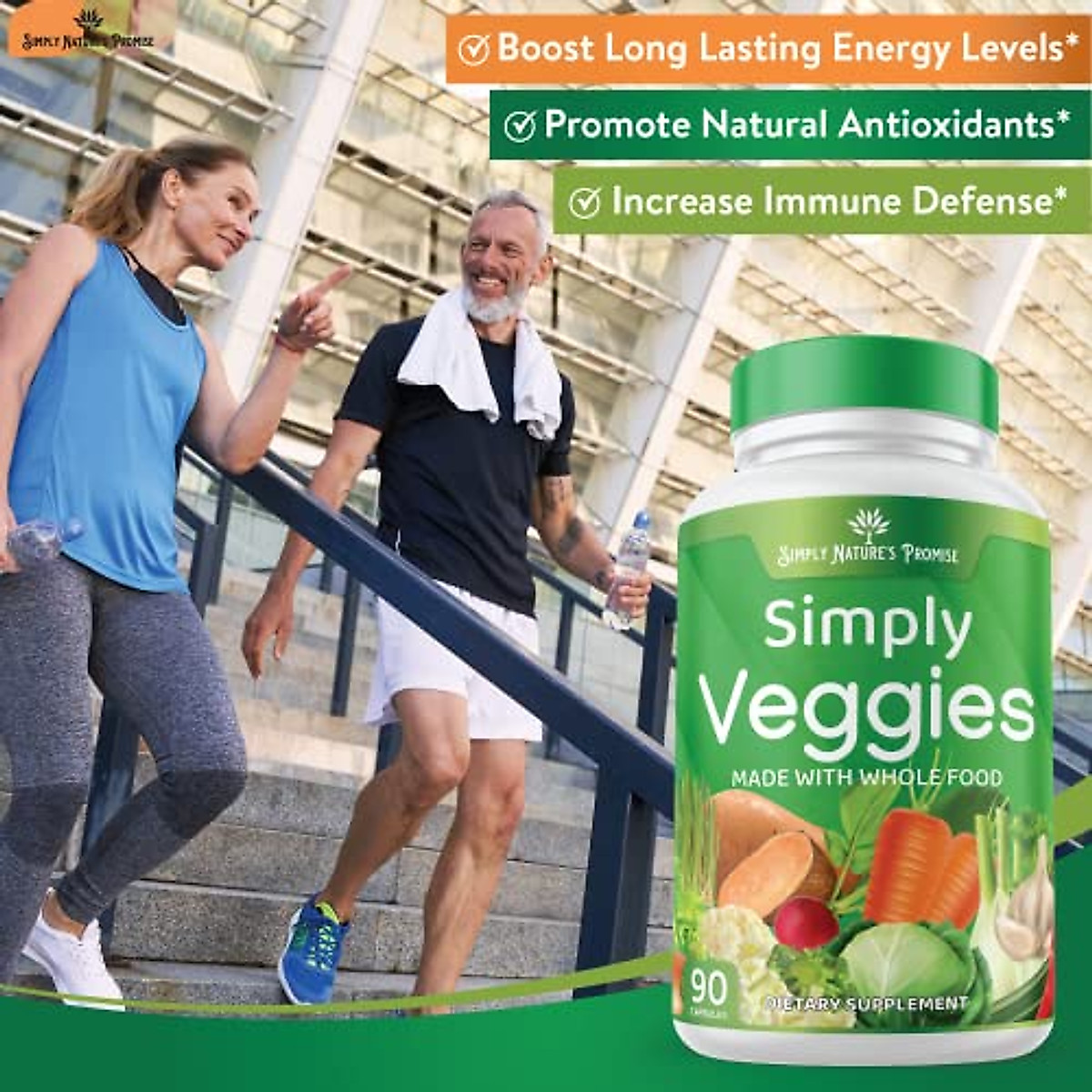 Simply Nature's Promise - Fruit and Vegetable Supplements - 90 Veggie and 90 Fruit Capsules - Made with Whole Food Superfoods, Packed Vitamins & Minerals - Soy Free - Made in The USA