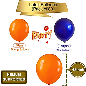 Orange and Blue Balloons for Graduation Baby Shower Wedding Birthday Family Parties Decoration,80Pcs 12inch