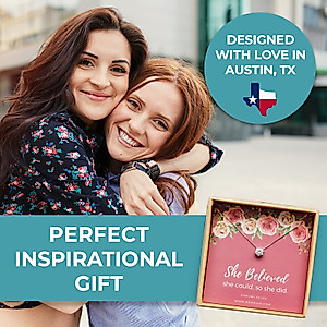 KEDRIAN She Believed She Could So She Did Necklace, 925 Sterling Silver, Inspirational Gifts For Women, Encouragement Inspirational Jewelry Gift, Graduation Gift For Her