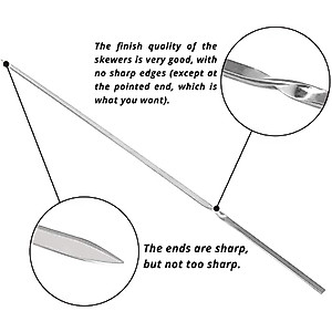 20 Piece Kebab Flat Metal Stainless Steel Skewers, BBQ Skewers, Reusable BBQ Skewers, Good for Sausage Chicken Vegetable Kebab - 14" (stainless steel)