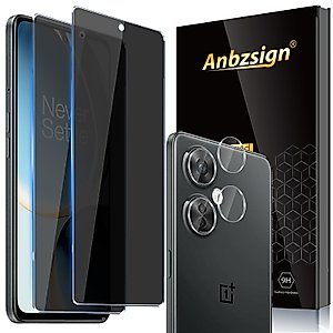 Anbzsign For OnePlus Nord N30 5G / Nord CE 3 Lite (2023) With [2 Pack] Camera Lens Protector and [2 Pack] Privacy Screen Protector, Anti-Spy 9H Hardness Tempered Glass.