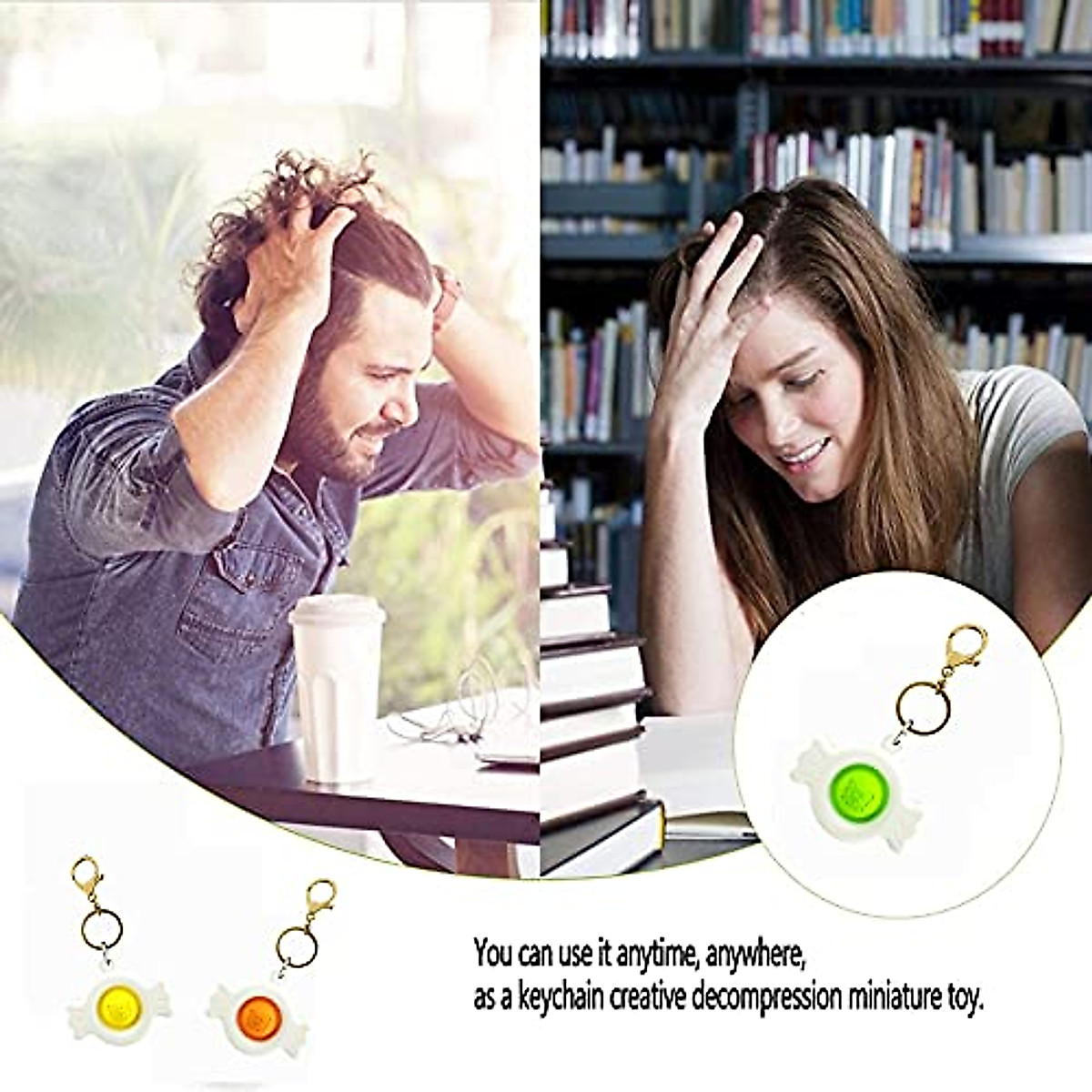 SVNVIOZ 3-Pack Simple Candy Dimple Push Pop-It Fidget Toys, Pop Keychain Toy Single Popit Fidget Popper Portable Fidget Toy with Buckle Ring Stress Relief and Anti-Anxiety Puzzle Fun