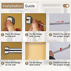 Closet Rods for Hanging Clothes, 14 to 50 Inch Silver Adjustable closet Hanging Rod Closet Pole Holder metal pole for Wardrobes, Shoe Cabinets