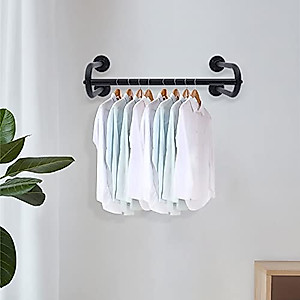 Gdrasuya10 Wall Mounted Garment Rack, 23.62 Inches Industrial Pipe Clothing Rack Vintage Retail Garment Rack Metal Display Rack Closet Storage Clothes Organizer