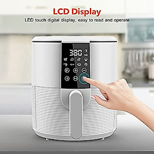 3.5QT Air Fryer with LED Digital Display, Temperature Control, 8 Preset Cooking Modes, Recipe Book (White color) _ Intexca