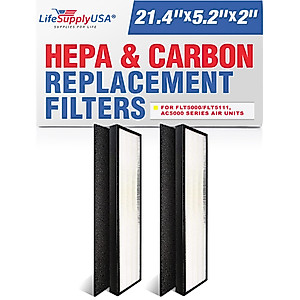 LifeSupplyUSA True HEPA Replacement Compatible with GermGuardian FLT5000/FLT5111 AC5000 Series Air Cleaners, Filter C (2-Pack)