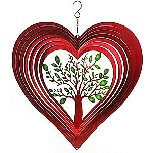 Heart Wind Spinners for Yard and Garden, Metal Ornaments for Garden Décor, Outdoor Wind Spinner, Heart Décor Gifts, Outdoor Garden Decoration, 12 inch Heart Wall Décor by ISEO