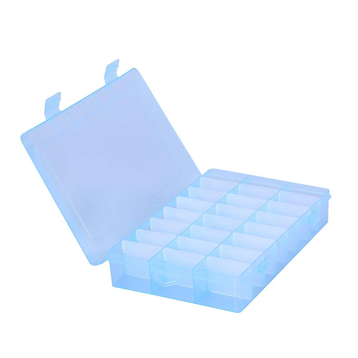 Jewelry Box Organizer Storage, 24 Grids Plastic Jewelry Adjustable Divider Container Detachable Beads Earrings Storage Case(Blue)