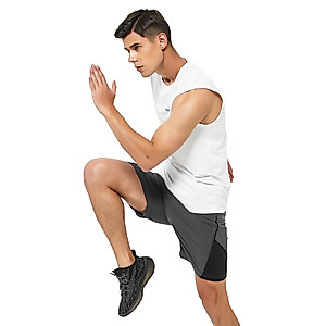 DEMOZU Men's Sleeveless Workout Swim Shirts Quick Dry Athletic Running Gym Muscle Shirts Beach Tank Top Big and Tall, White, 3XL