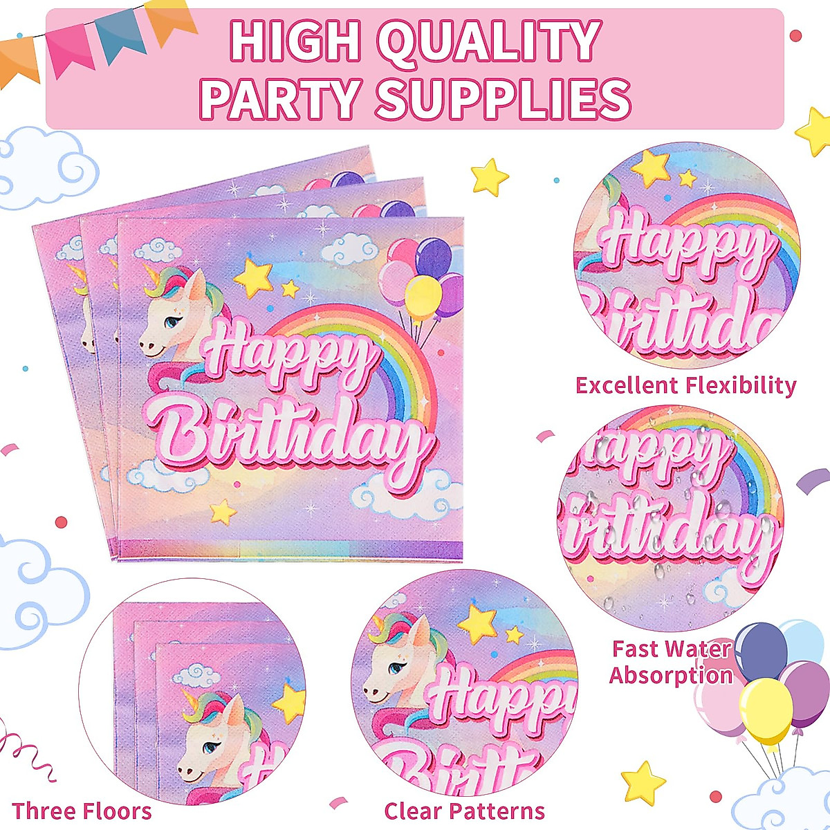 96 Pcs Unicorn 4th Birthday Party Decorations 350 GSM Disposable Rainbow Unicorn Plates and Napkins Tableware Set for Girls Unicorn Themed 4th Birthday Party Baby Shower Supplies Decorations Serves 24