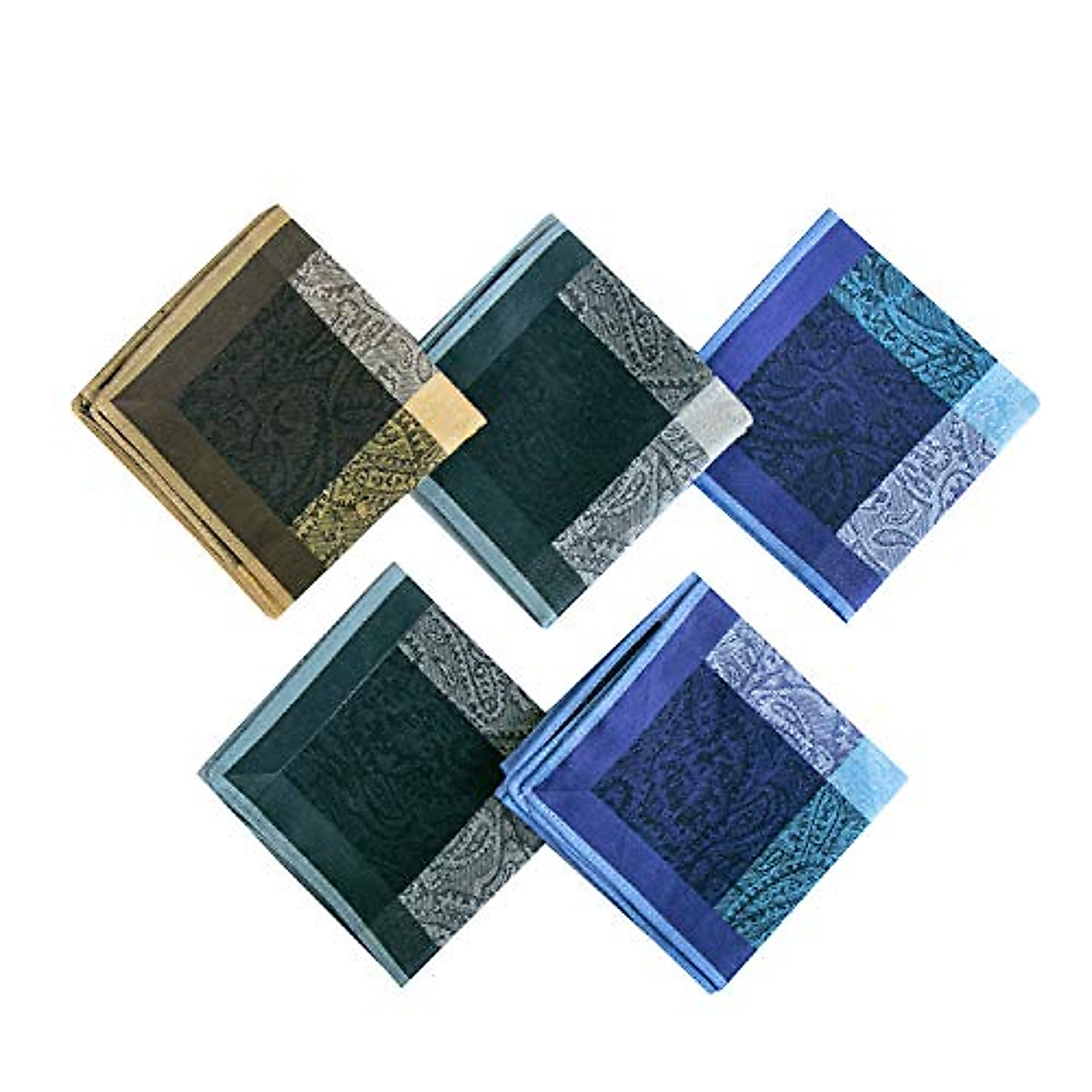 COOUSML Mens Soft Cotton Handkerchiefs Paisley Assorted Hankies Gift Set