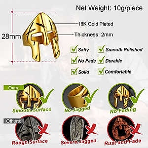 FaithHeart Personalized Custom Women Stacking Rings Retro Spartan Mask Design Biker Ring for Male Size 10