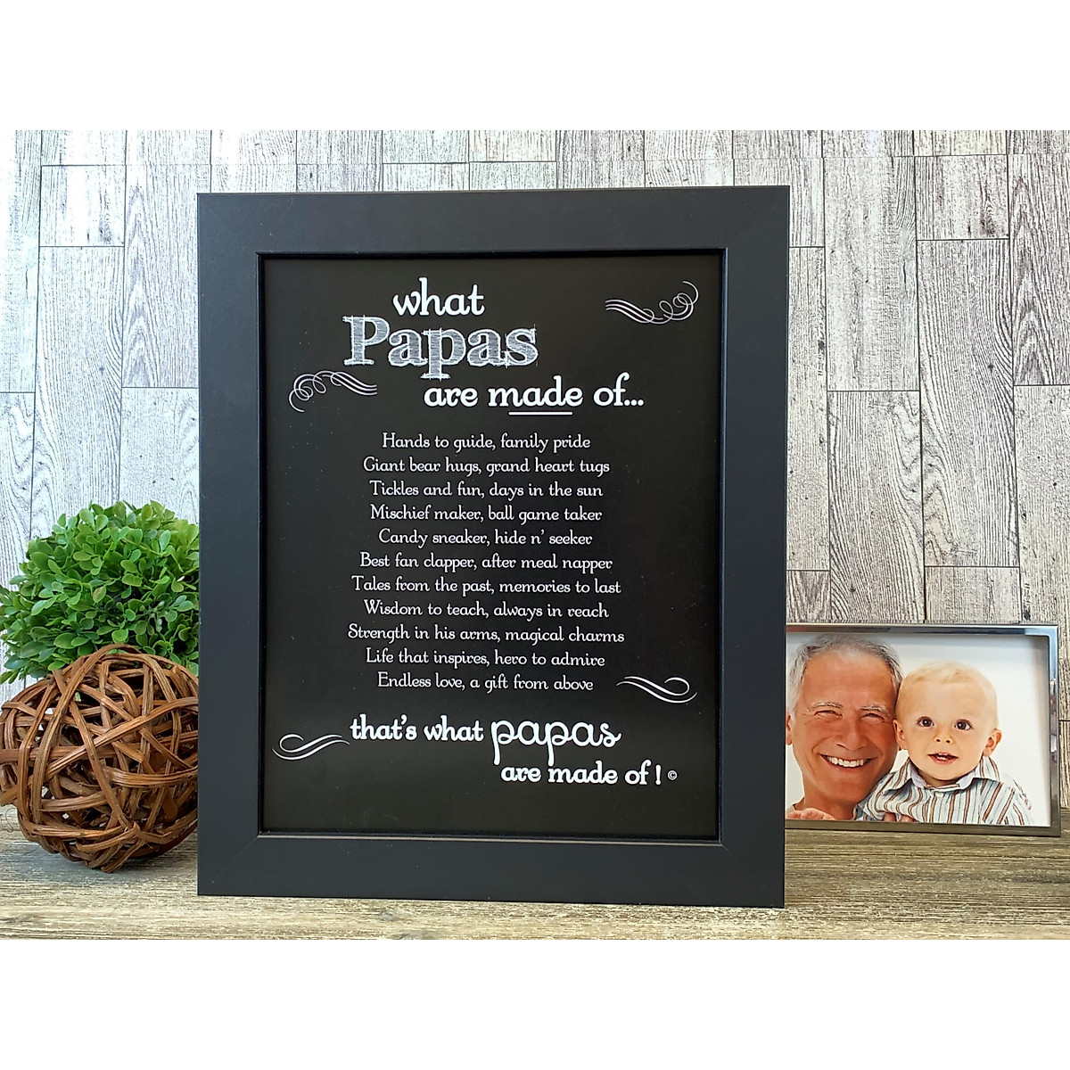 Papa Chalkboard Frame - Gift for Papa for Father's Day, Birthday, Birth of Grandchild - Made in USA